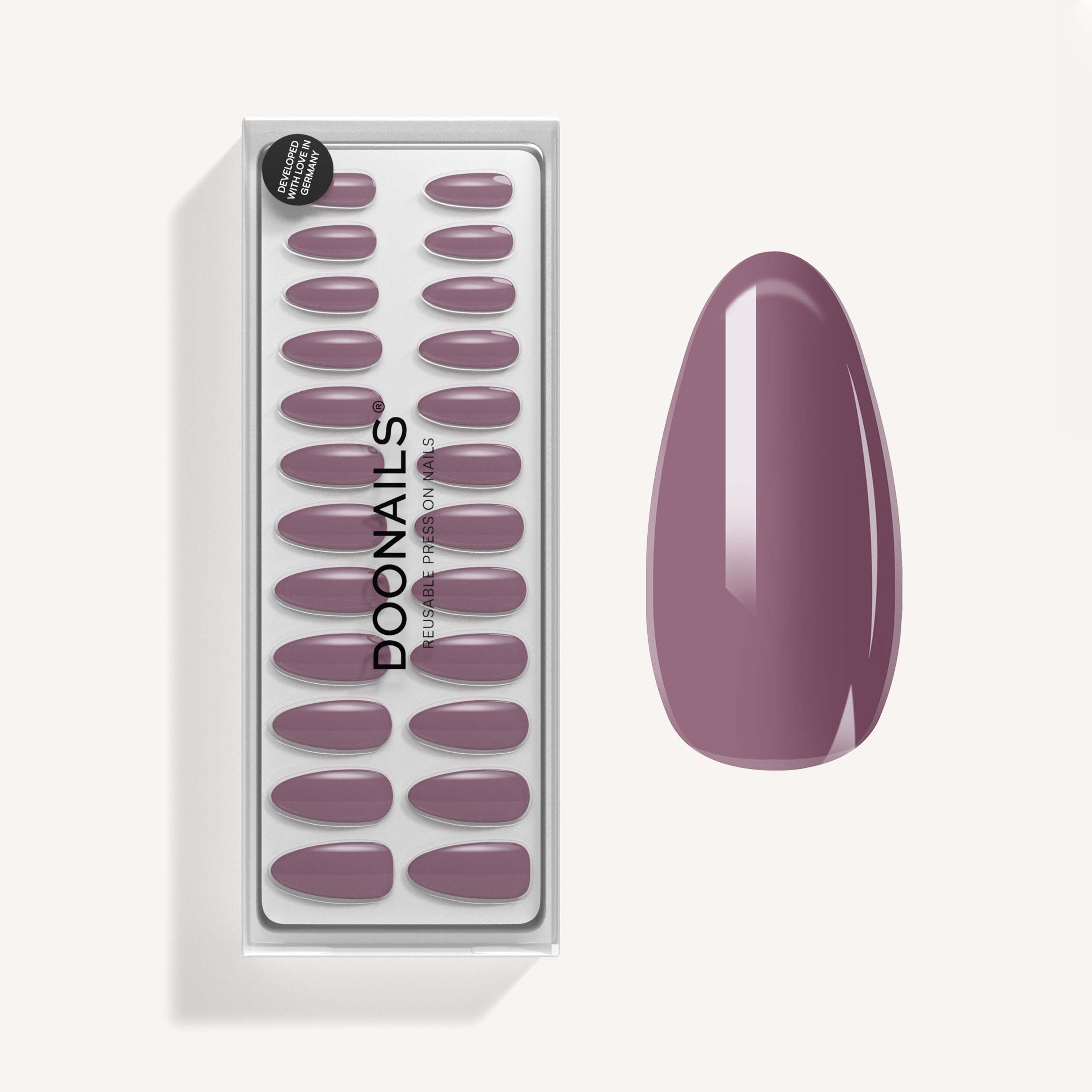 Doonails | Soft Gel Press Ons - Silent Night Mauve Medium Almond